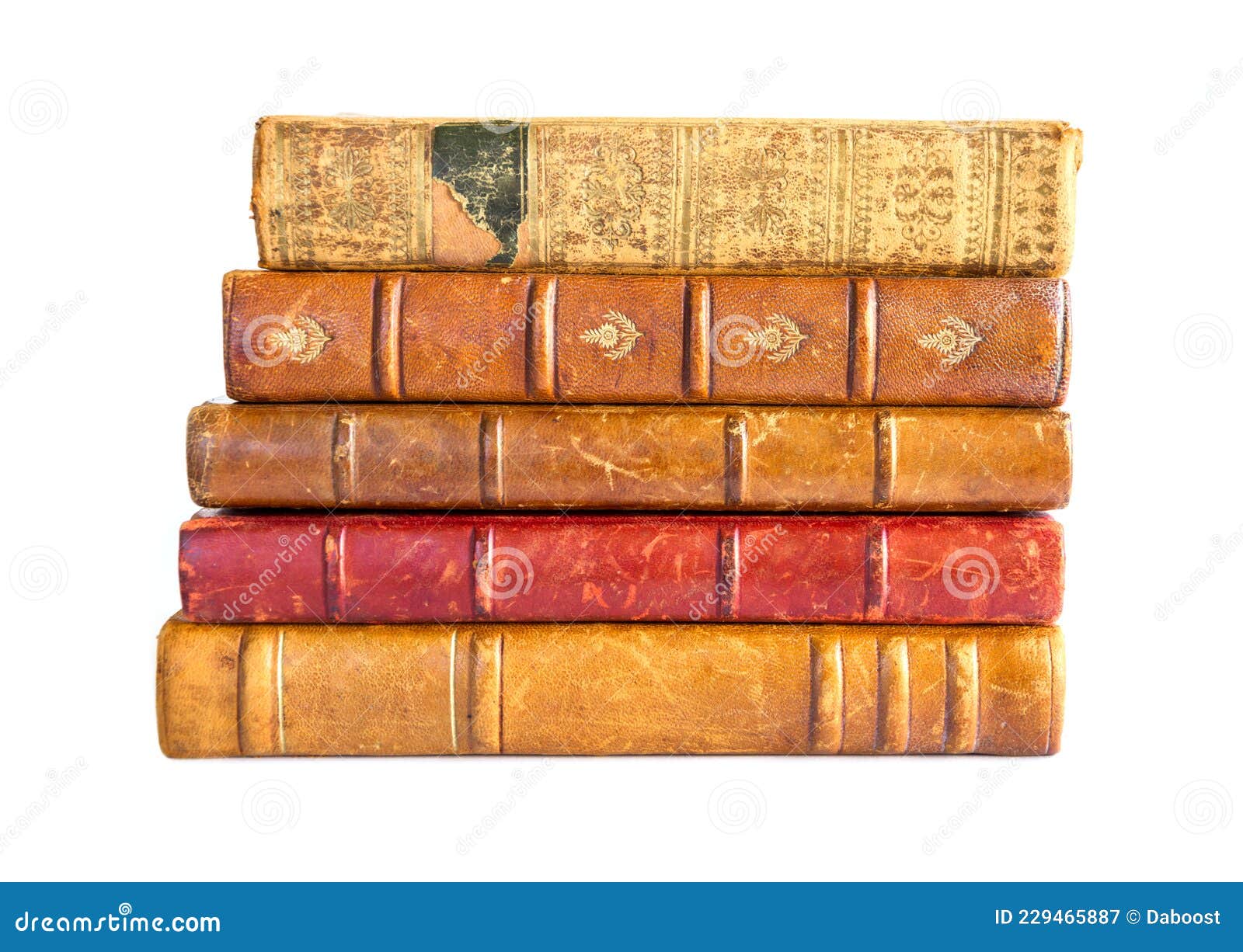 Stack of Old Books on White Background Stock Image - Image of ...