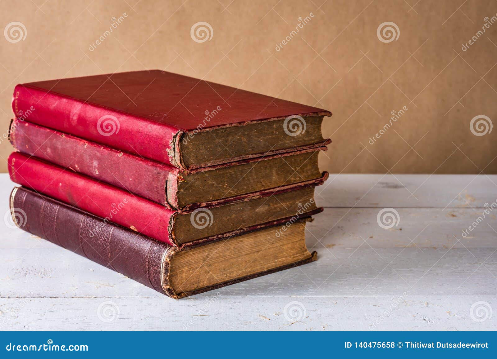 Stack of Old Books on Table Stock Photo - Image of background, college ...