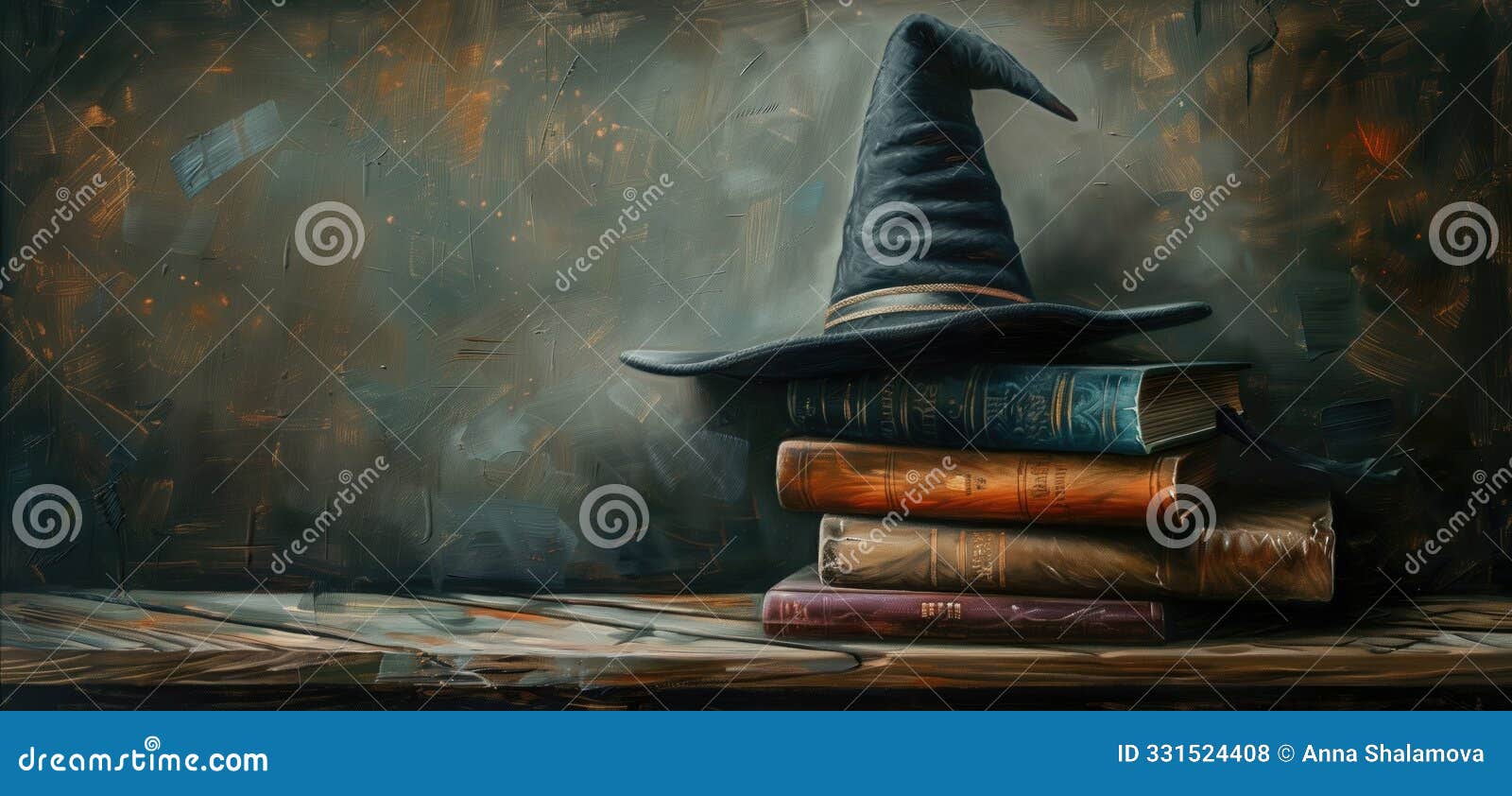 Stack of Old Books with a Wizard S Hat Placed on Top in a Mystical and ...