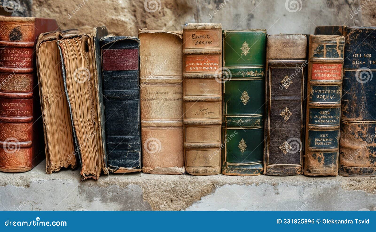 Stack of Old Books with Worn Covers Stock Photo - Image of university ...