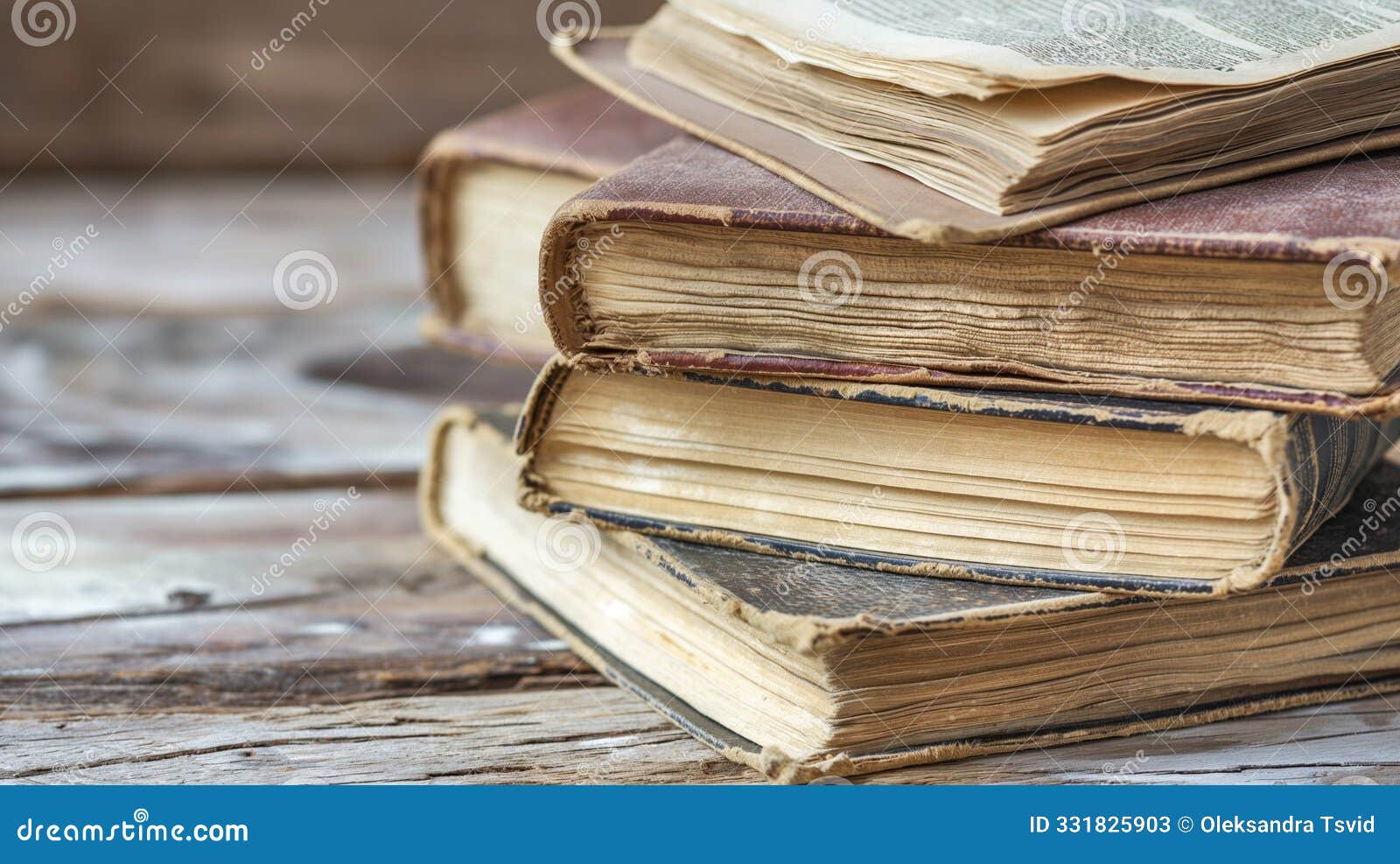 Stack of Old Books with Worn Covers Stock Image - Image of education ...