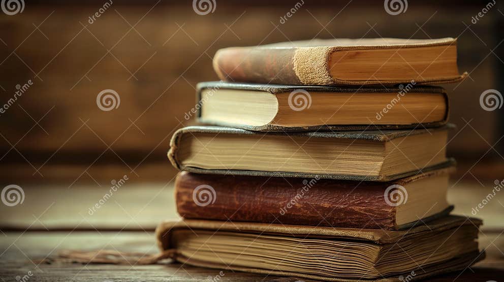 Stack of Old Books with Worn Covers Stock Photo - Image of stack ...