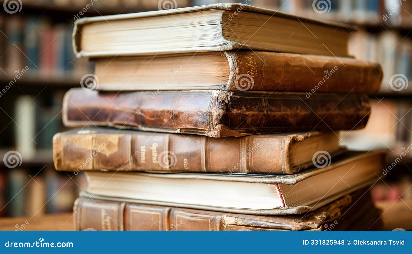 Stack of Old Books with Worn Covers Stock Photo - Image of school, book ...