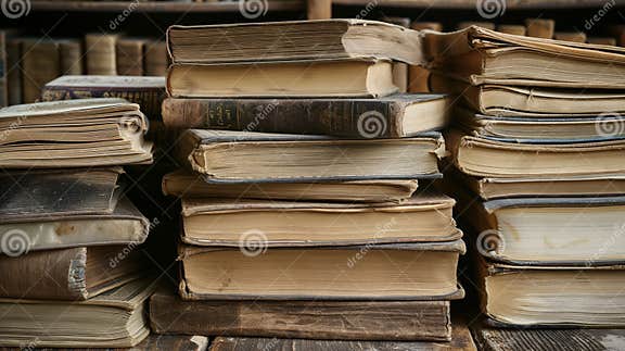 Stack of Old Books with Worn Covers Stock Image - Image of stack ...