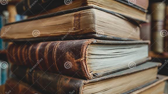 Stack of Old Books with Worn Covers Stock Photo - Image of school ...