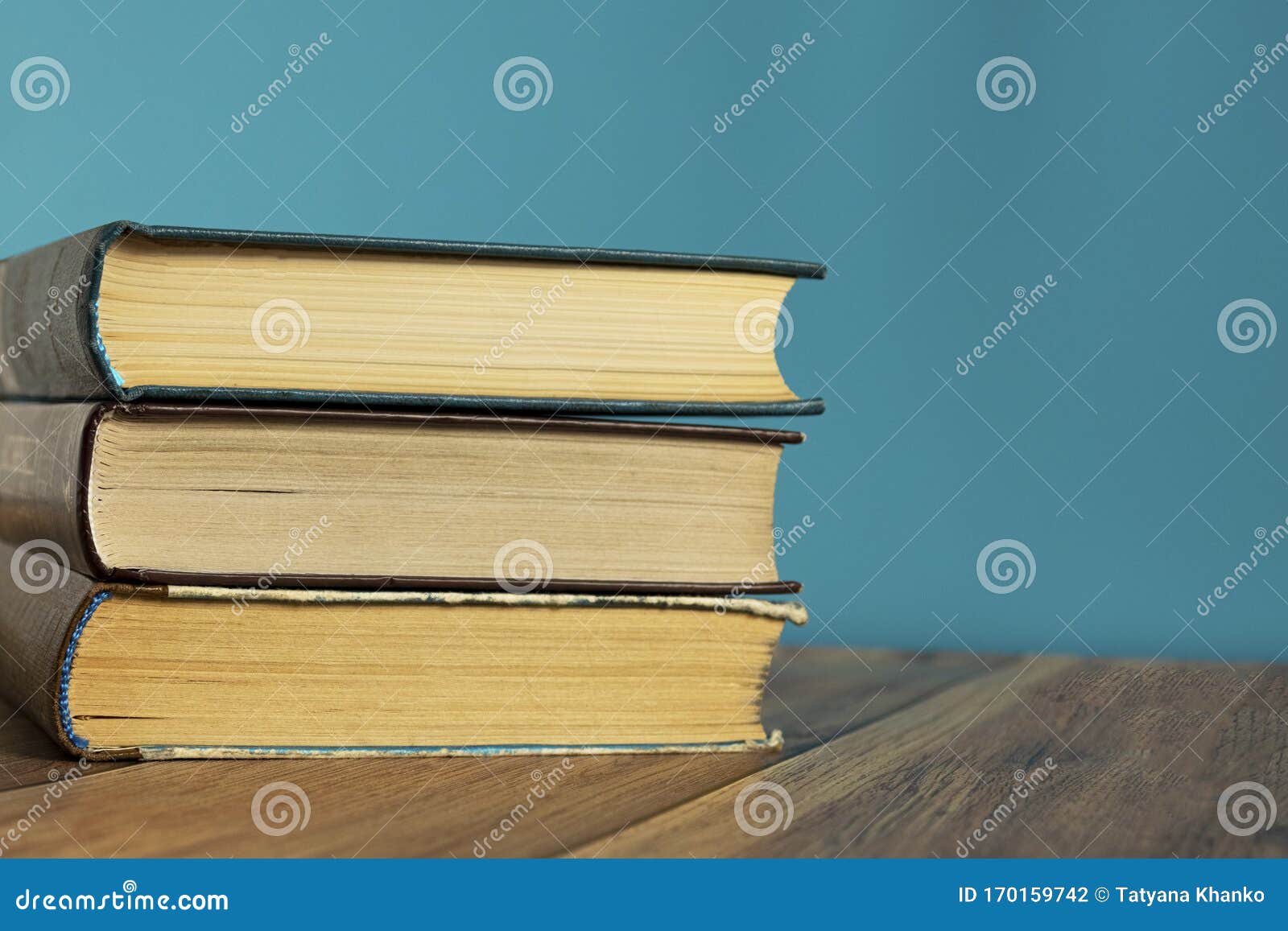 A Stack of Old Books with Yellow Pages. Book Binding Stock Photo ...