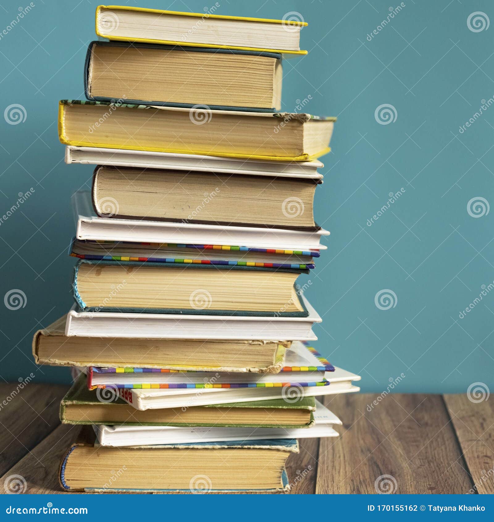 A Stack of Old Books with Yellow Pages. Book Binding. Knowledge and ...
