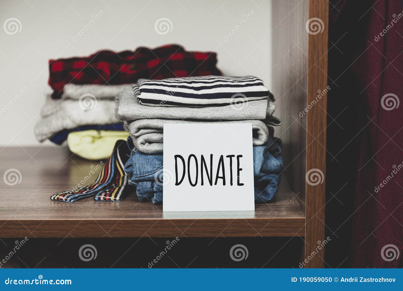 Stack of Old Clothes To Discard Declutter or Donate. Recycling Fabric ...