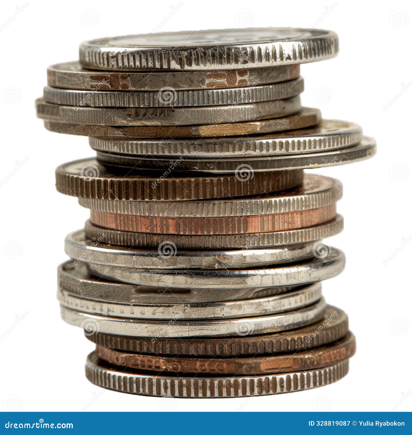 Stack of Old Coins Creating a Tall Pile of Metal Money Stock Image ...