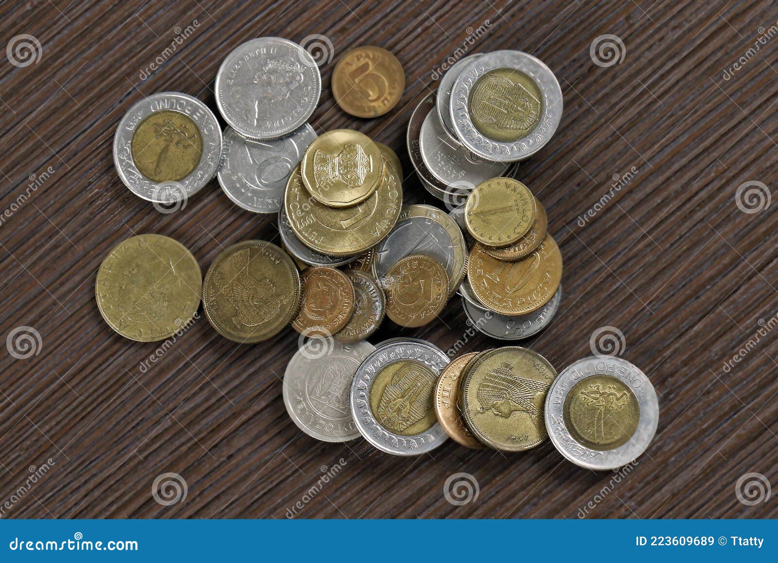 Stack of old coins stock image. Image of money, finance - 223609689