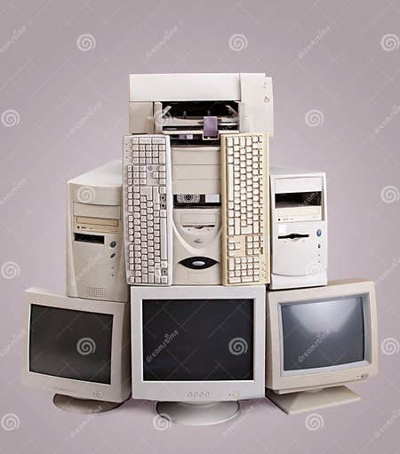 Stack of old computer stock image. Image of monitor, dump - 33103015