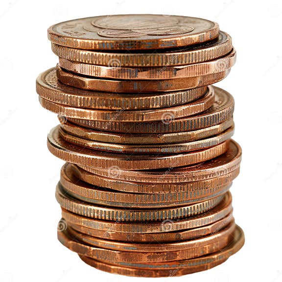 Stack of Old Copper Coins Isolated on White Background Stock ...