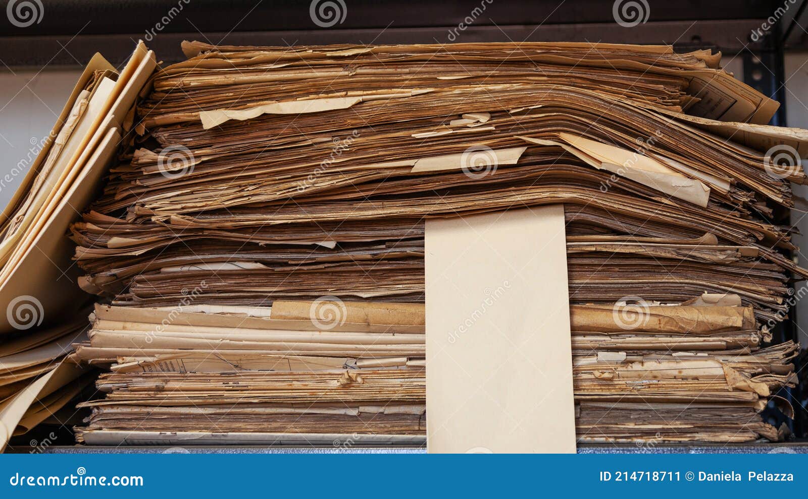 Stack of Old Documents with Blank Paper Stock Image - Image of frontal ...
