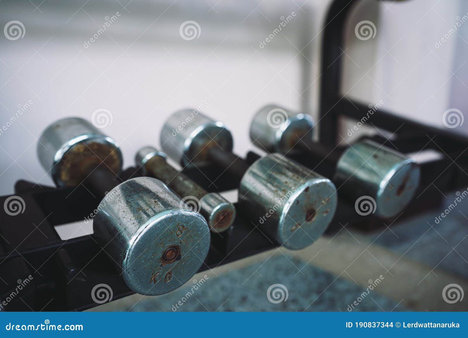 Stack of Old Dumbbell Rusty in the Gym Stock Photo - Image of ...