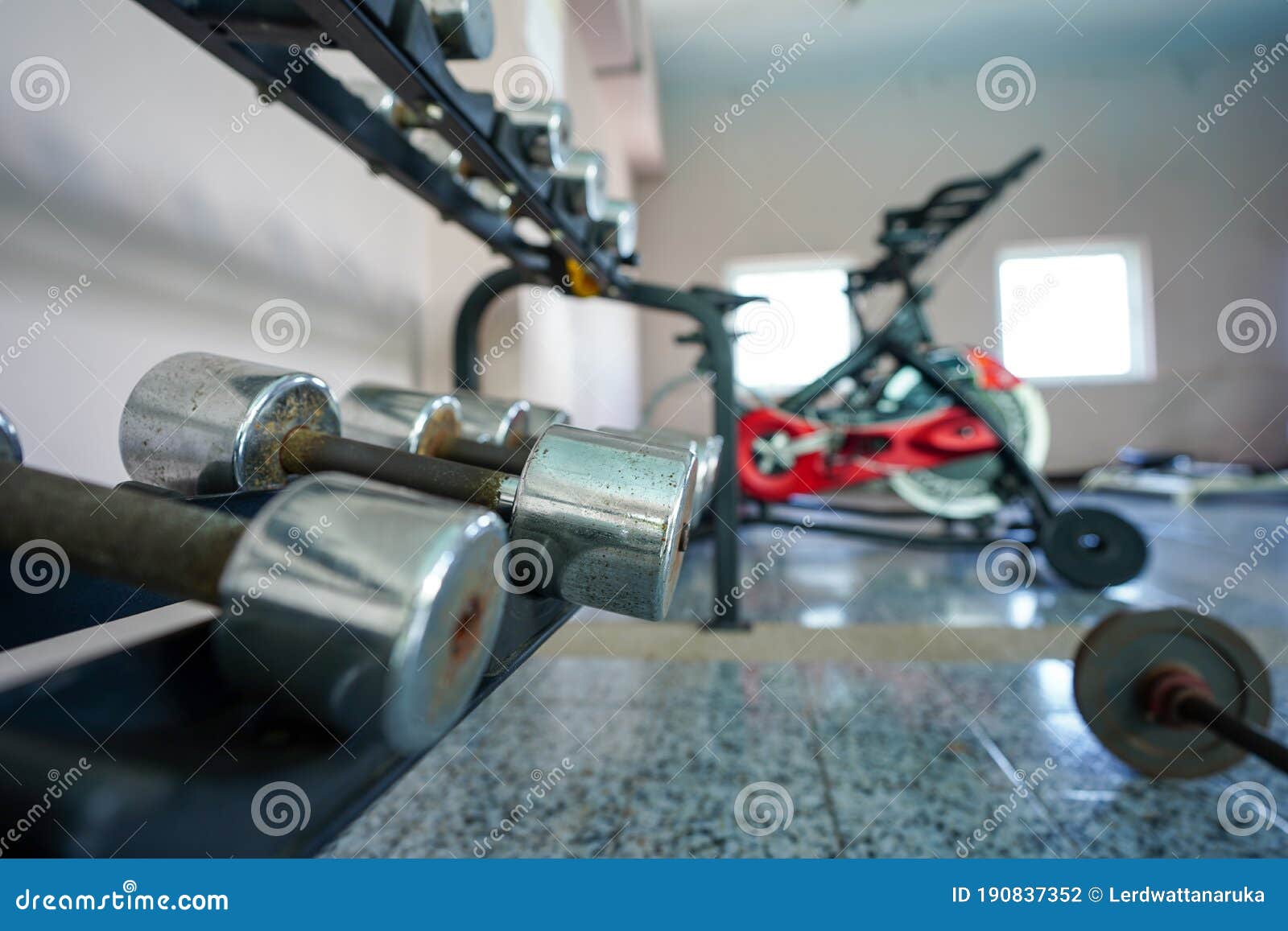 Stack of Old Dumbbell Rusty in the Gym Stock Photo - Image of ...
