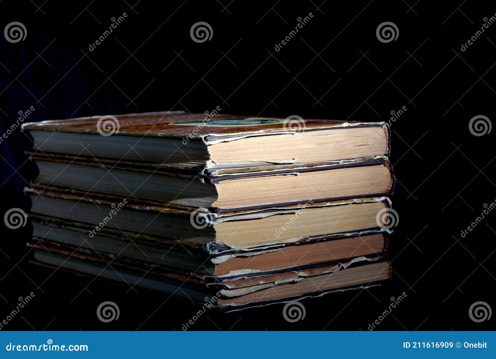 A Stack of Old Dusty Books on a Dark Background Stock Image - Image of ...