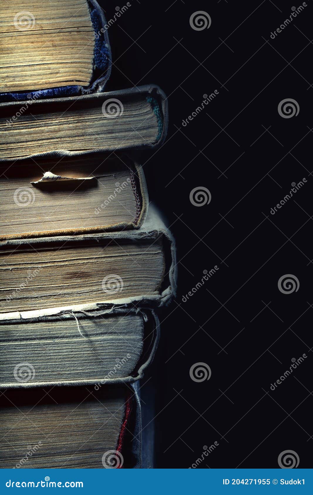 Stack Of Old Dusty Books, Vintage Classic Books On The Wooden Shelf ...