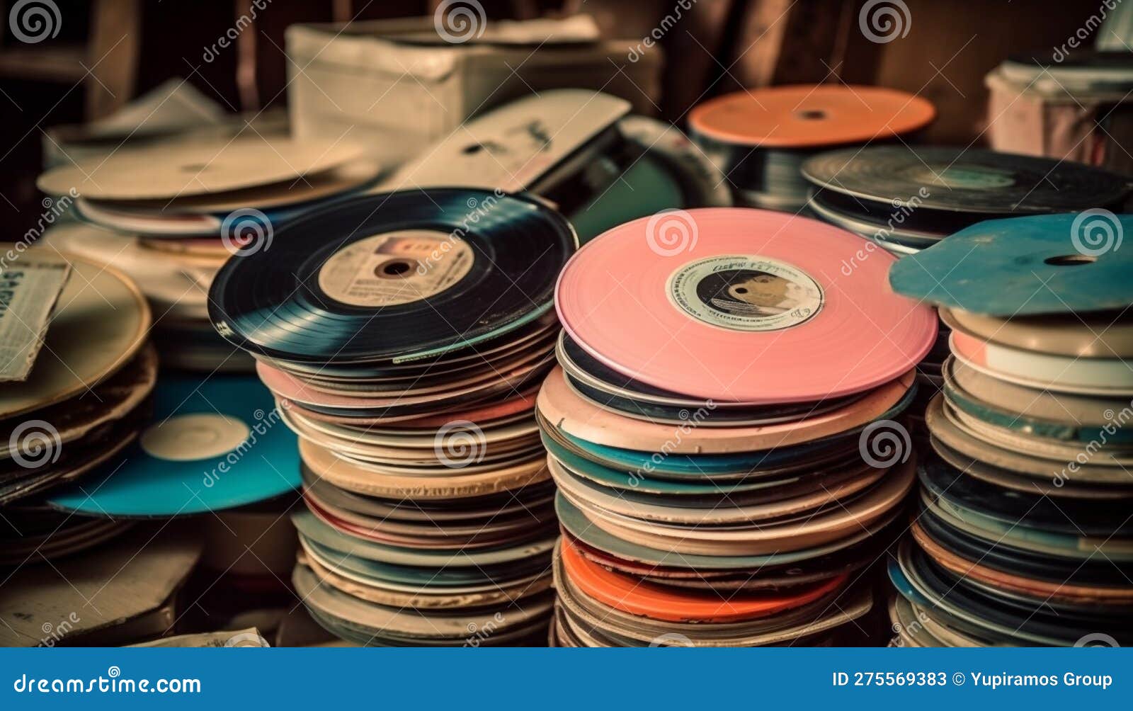 Stack of Old Fashioned Turntables, a Nostalgic Collection Generated by ...