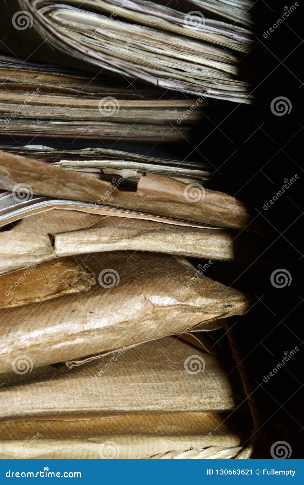 Stack of Old Folders and Files Stock Image - Image of sorting, letters ...