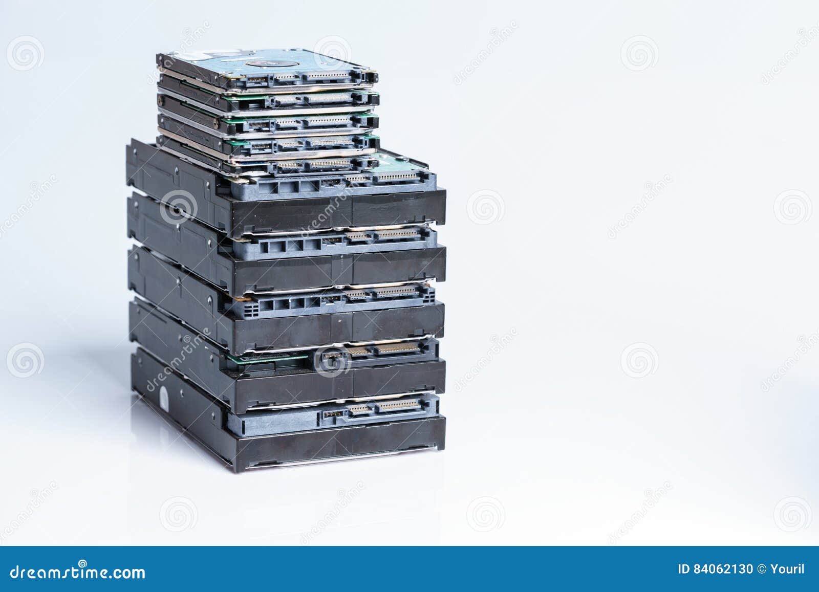 Stack of Old Hard Drives on White Background Stock Photo - Image of ...
