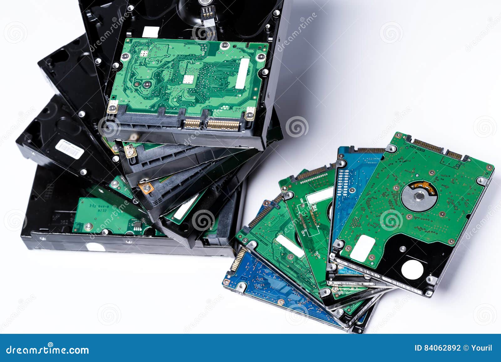 Stack of Old Hard Drives on White Background Stock Photo - Image of ...