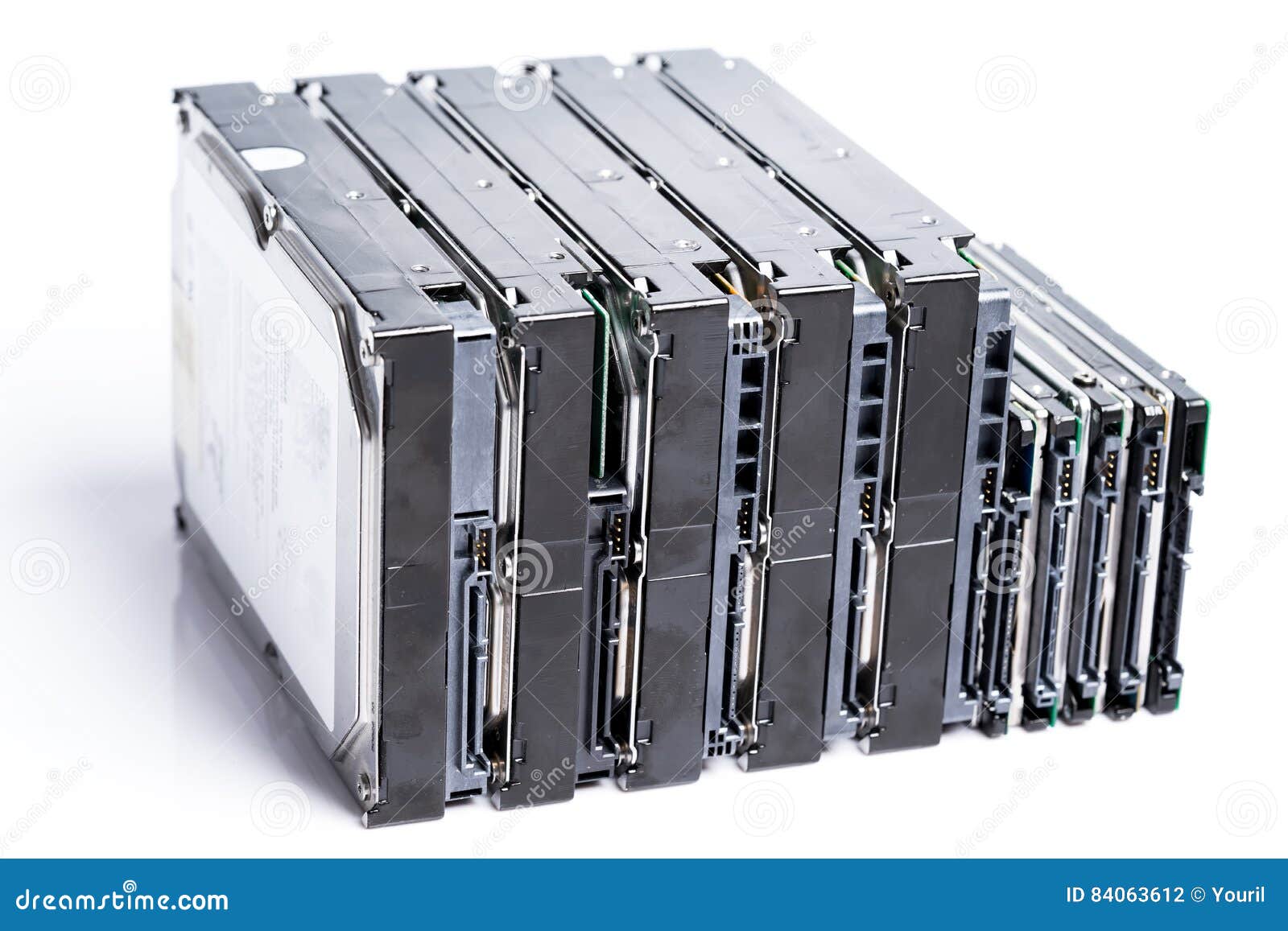 Stack of Old Hard Drives on White Background Stock Photo - Image of ...