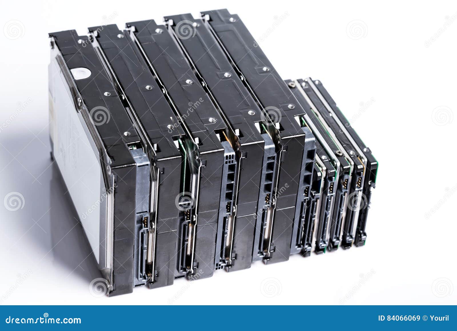 Stack of Old Hard Drives on White Background Stock Image - Image of ...