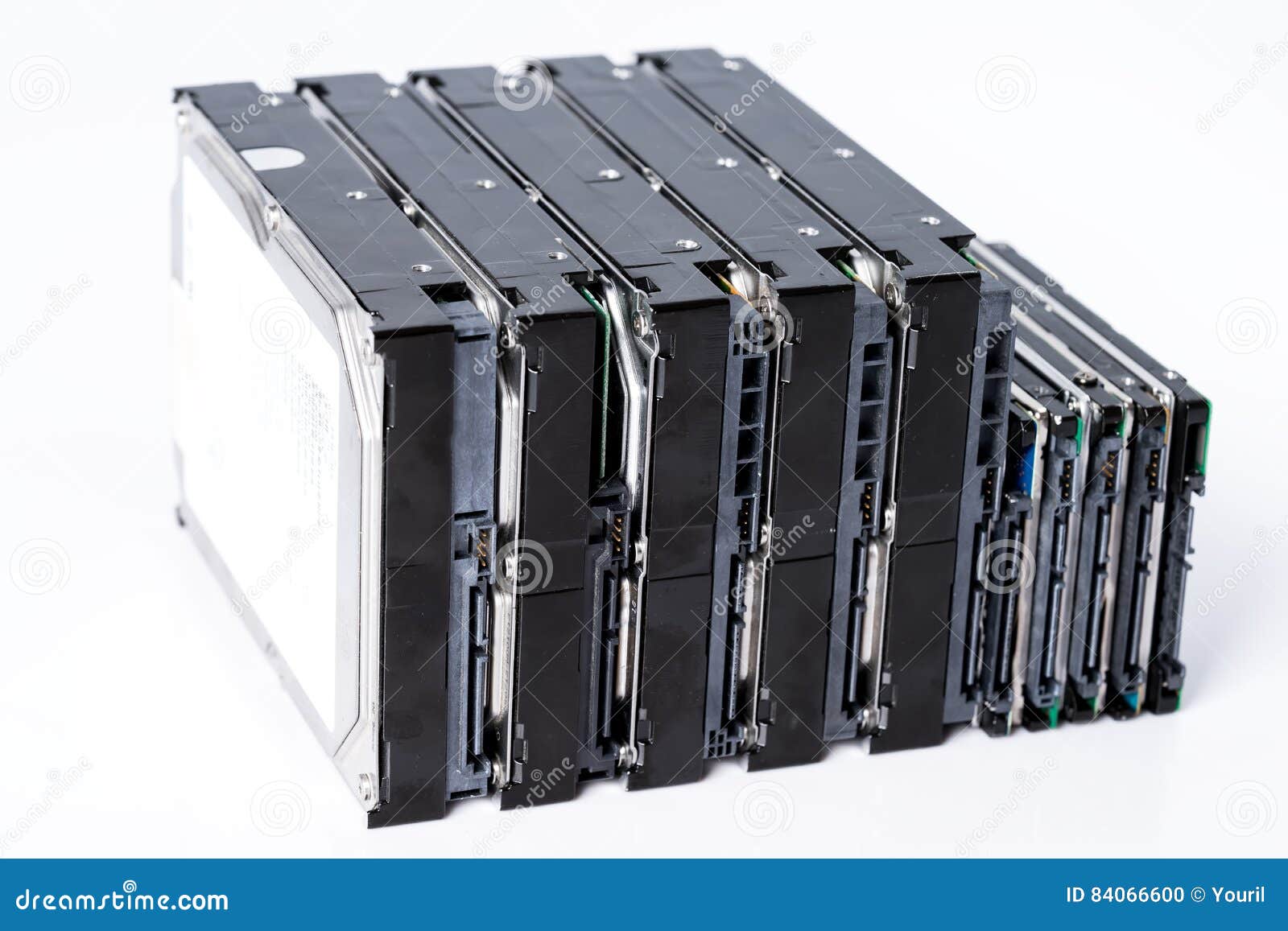Stack of Old Hard Drives on White Background Stock Photo - Image of ...