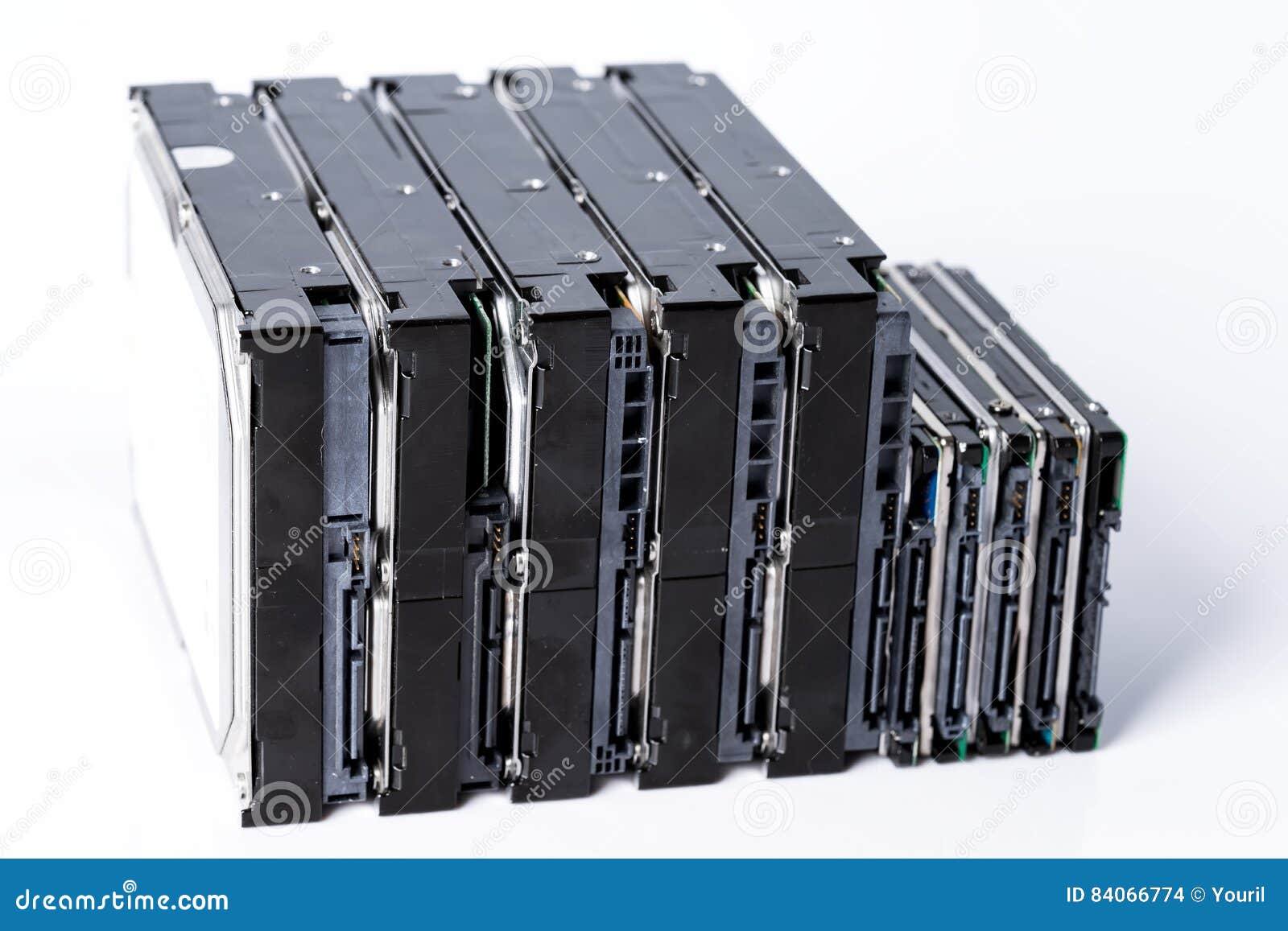 Stack of Old Hard Drives on White Background Stock Photo - Image of ...