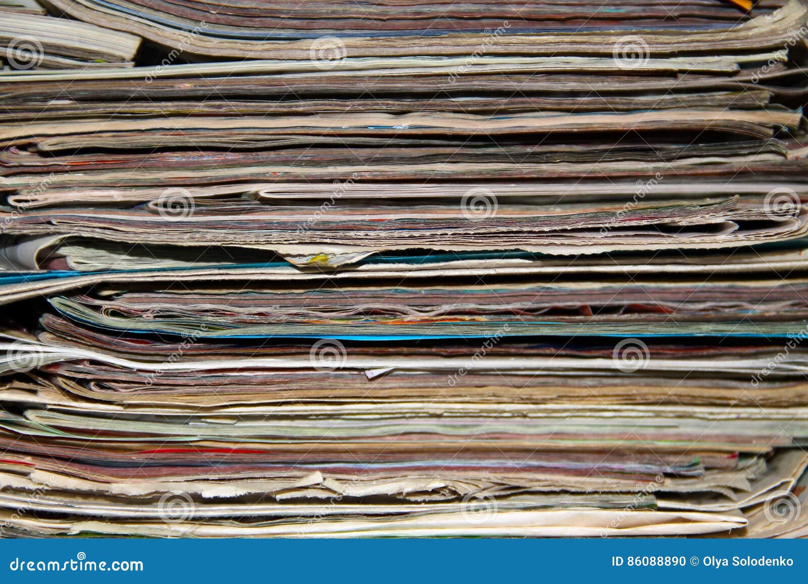 Stack of Old Journals for Background Stock Photo - Image of headline ...