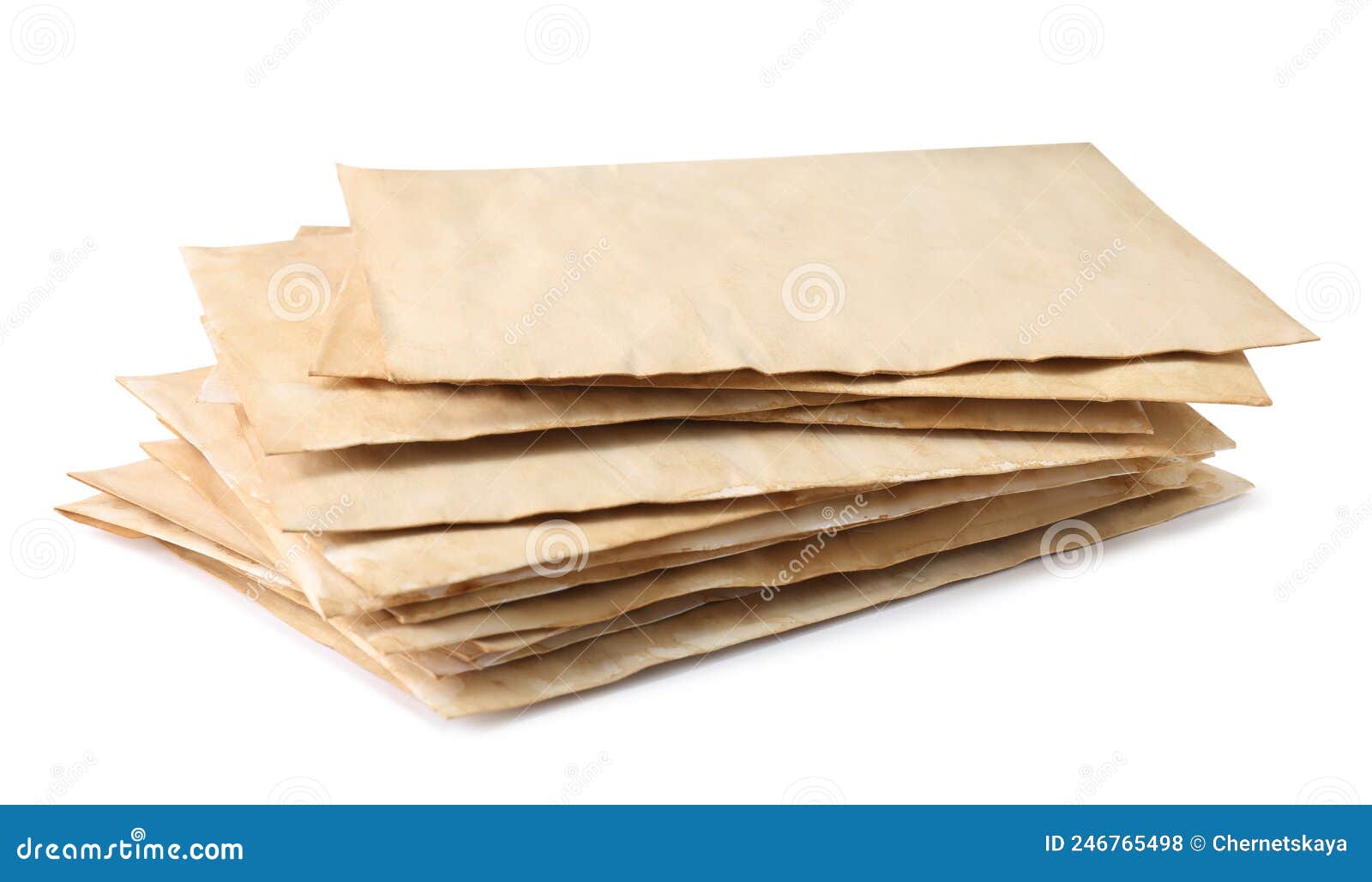 Stack of Old Letters on White Background Stock Photo - Image of folded ...