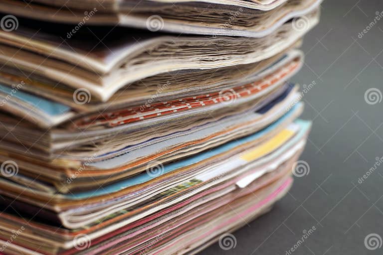 Stack of old magazines stock photo. Image of page, closeup - 73919218