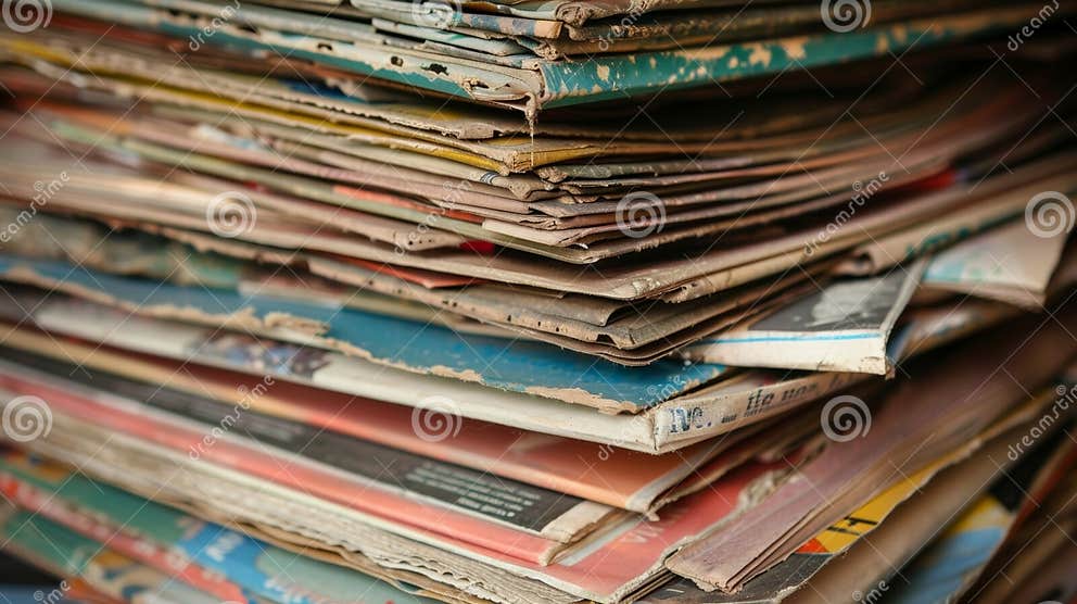 A Stack of Old Magazines and Newspapers Waiting To Be Repurposed into a ...