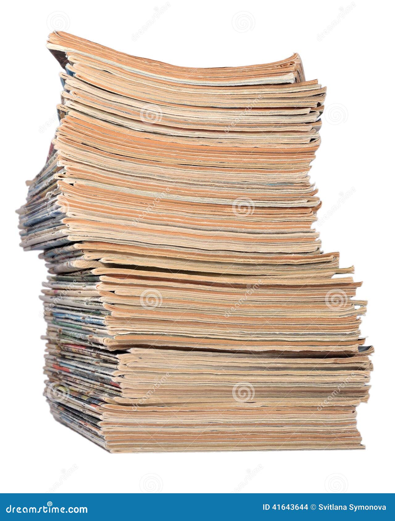 Stack of Old Magazines on a White Stock Photo - Image of folded ...