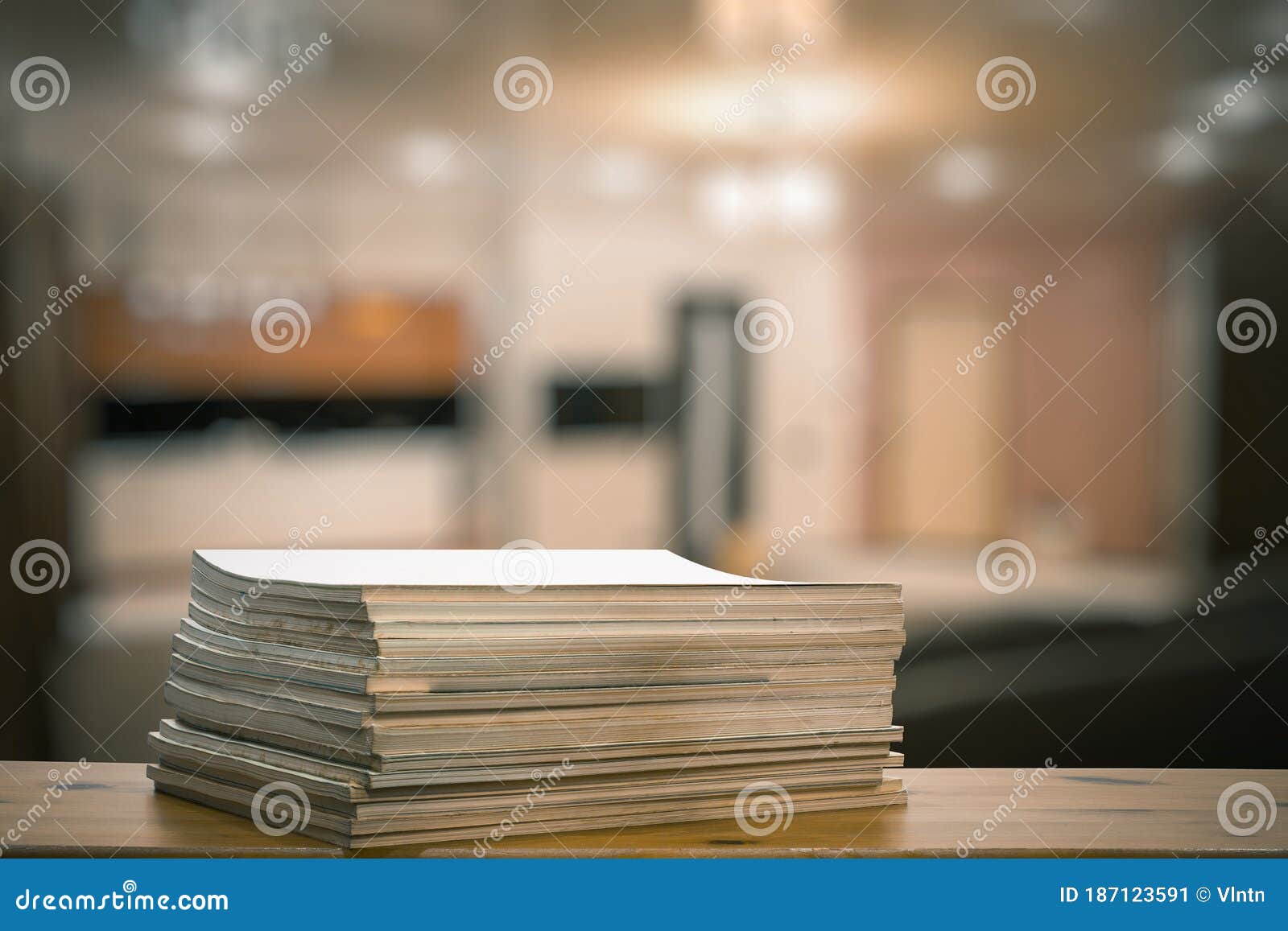 Stack of Old Magazines on Wooden Table Stock Image - Image of read ...