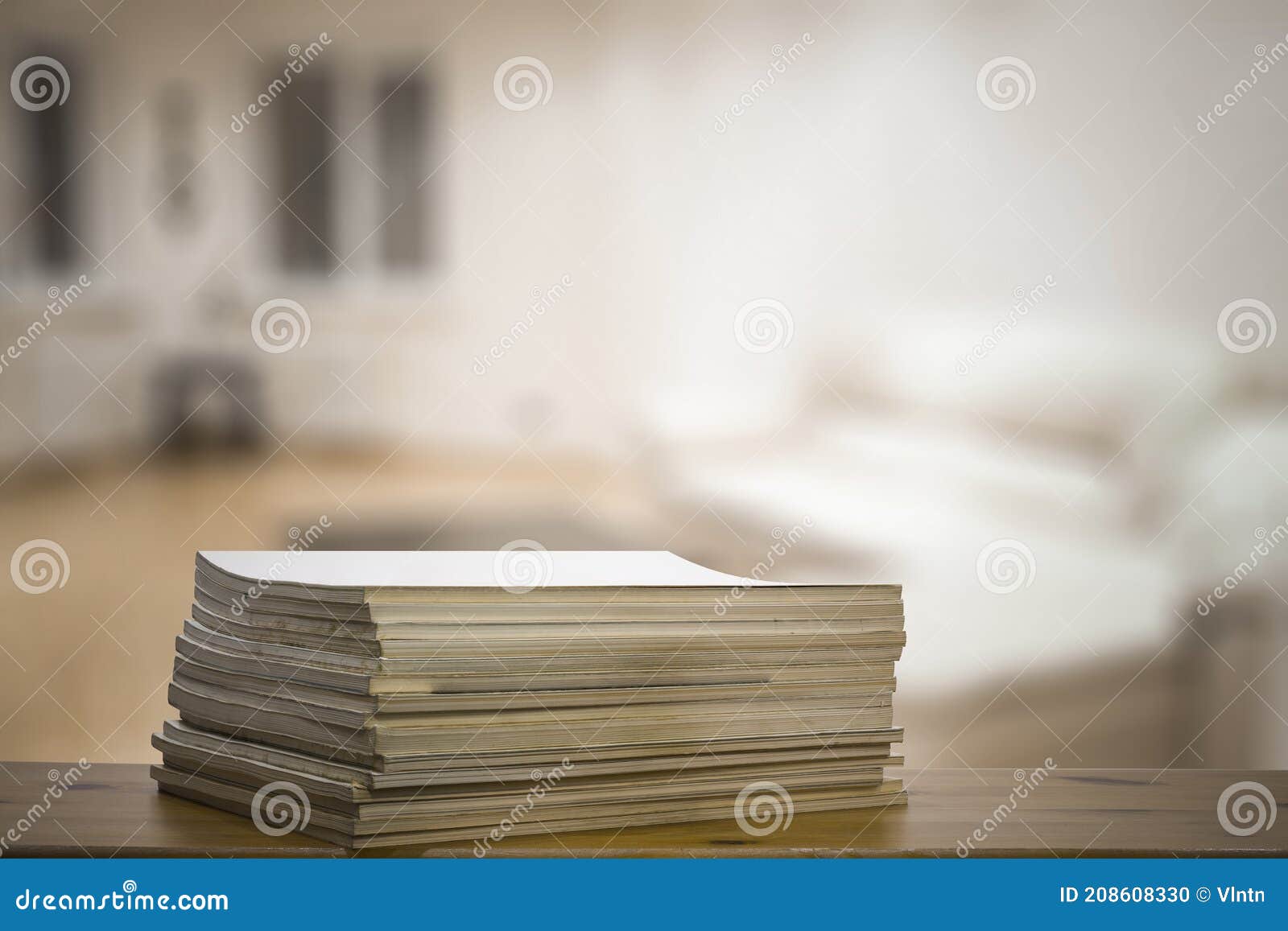 Stack of Old Magazines on Wooden Table Stock Photo - Image of modern ...