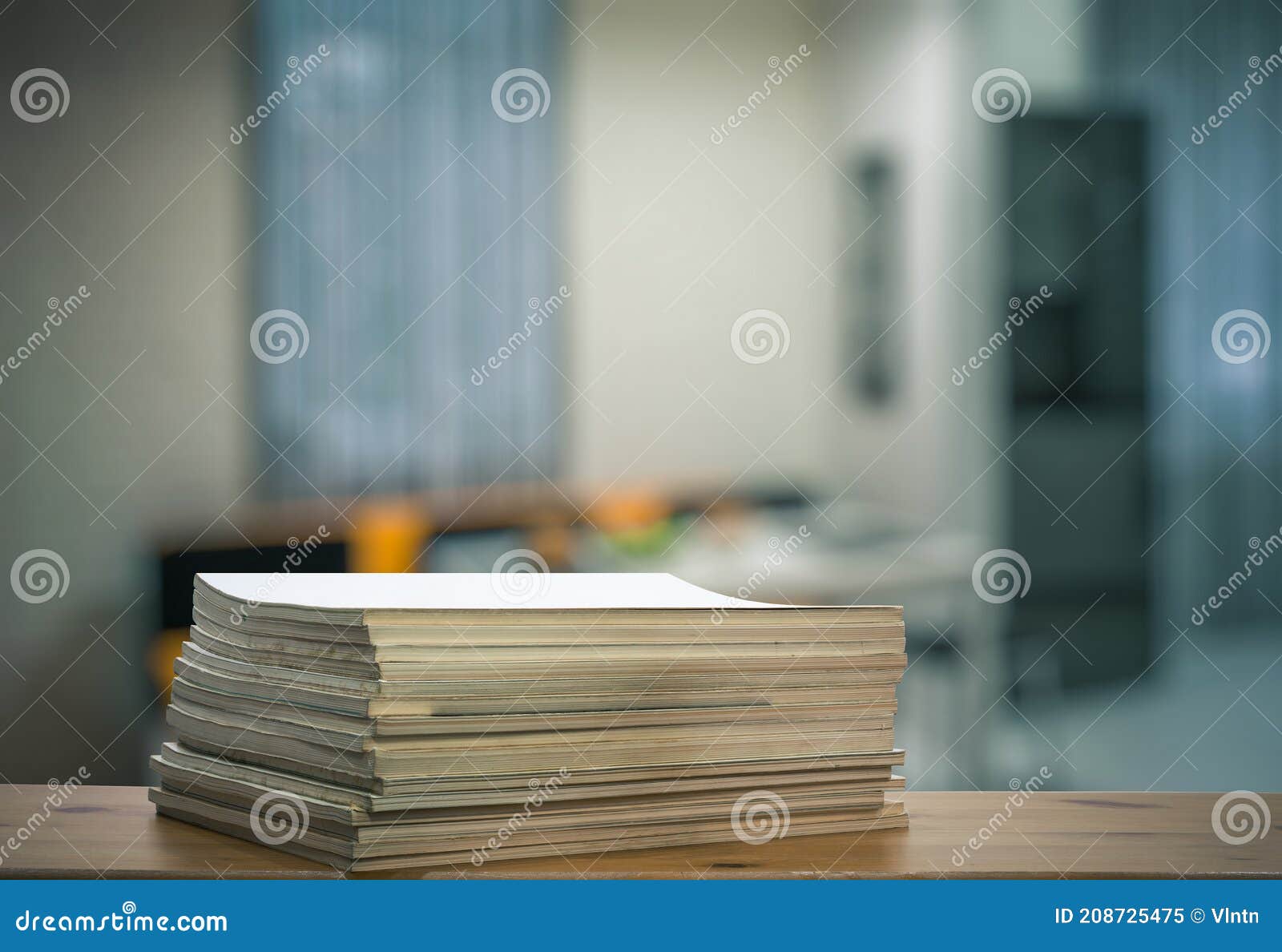 Stack of Old Magazines on Wooden Table Stock Image - Image of empty ...