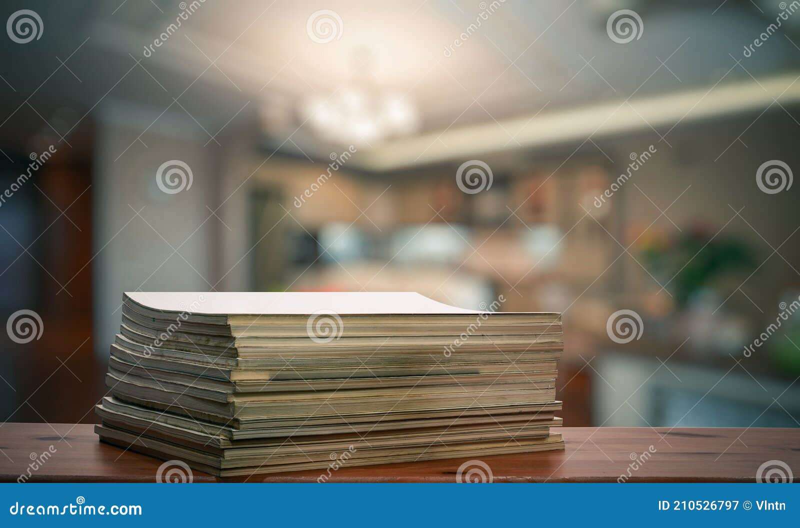Stack of Old Magazines on Wooden Table Stock Image - Image of living ...