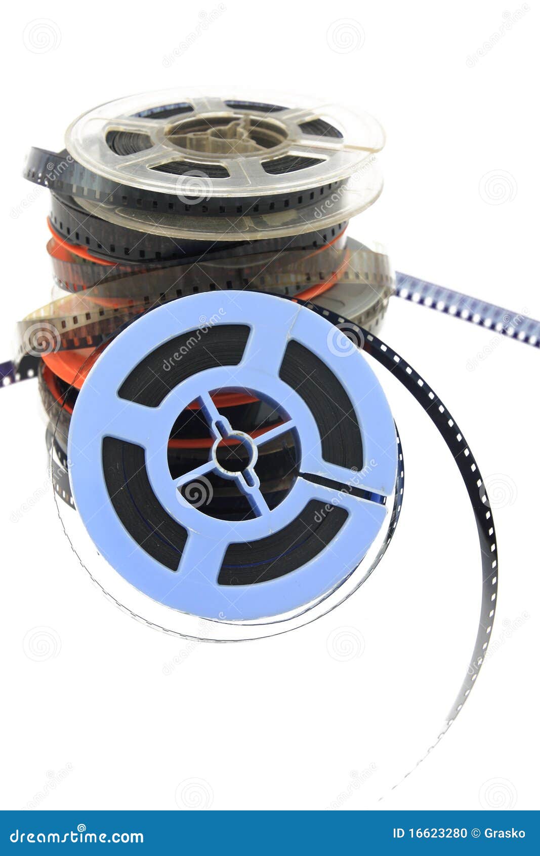 Stack of Old Movie Film on Plastic Reel on White Stock Photo - Image of ...