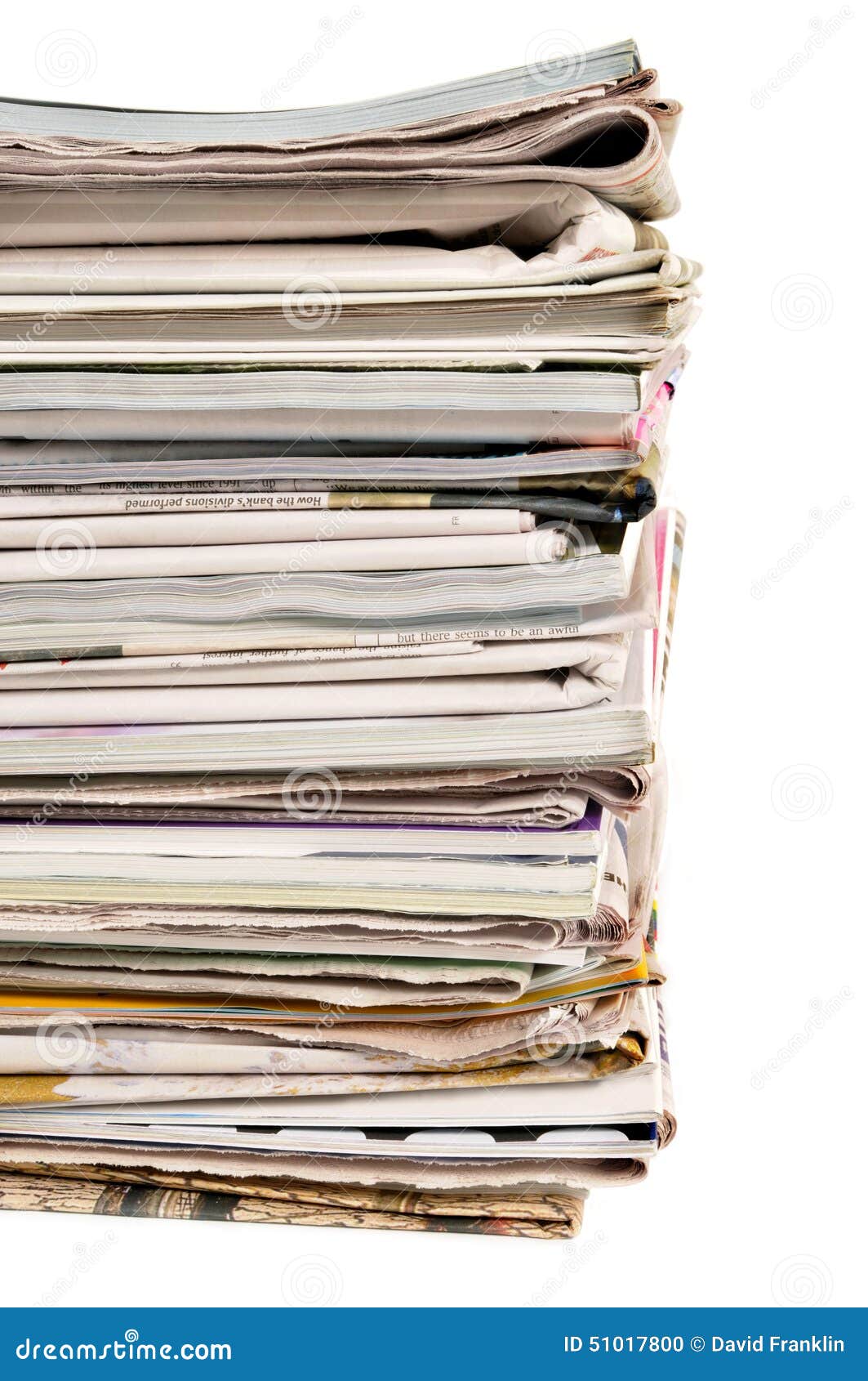 Pile of Old Newspapers and Magazines, Border Vertical, Isolated on ...