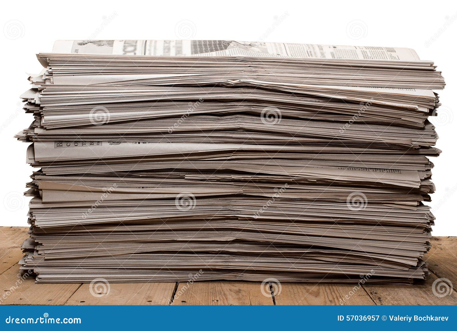 A Stack of Old Newspapers on White Background Stock Image - Image of ...
