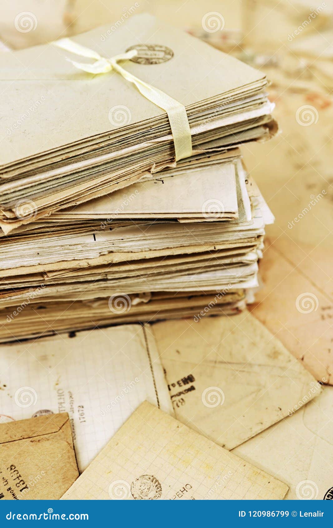 Stack of the Old Paper Mail Letters Stock Image - Image of cenrute ...