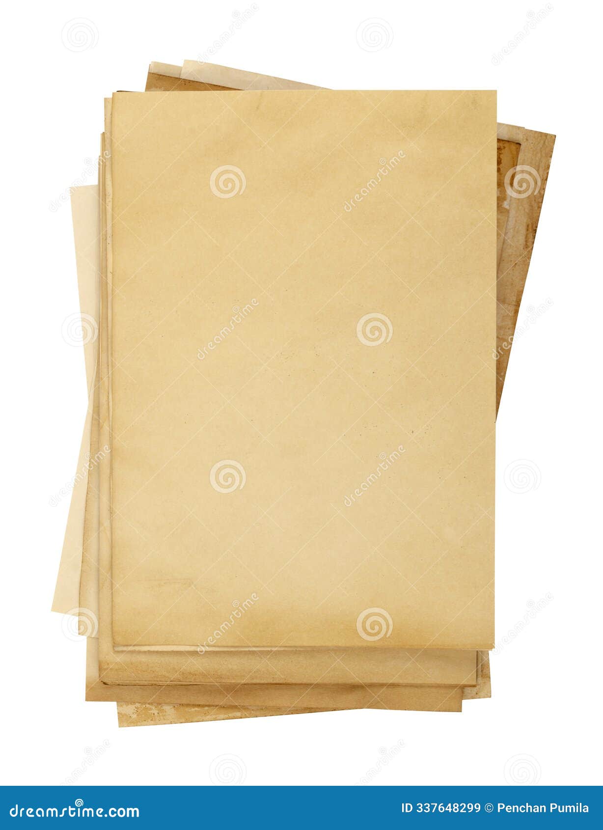 Stack Old Papers Isolated on White Background Stock Image - Image of ...