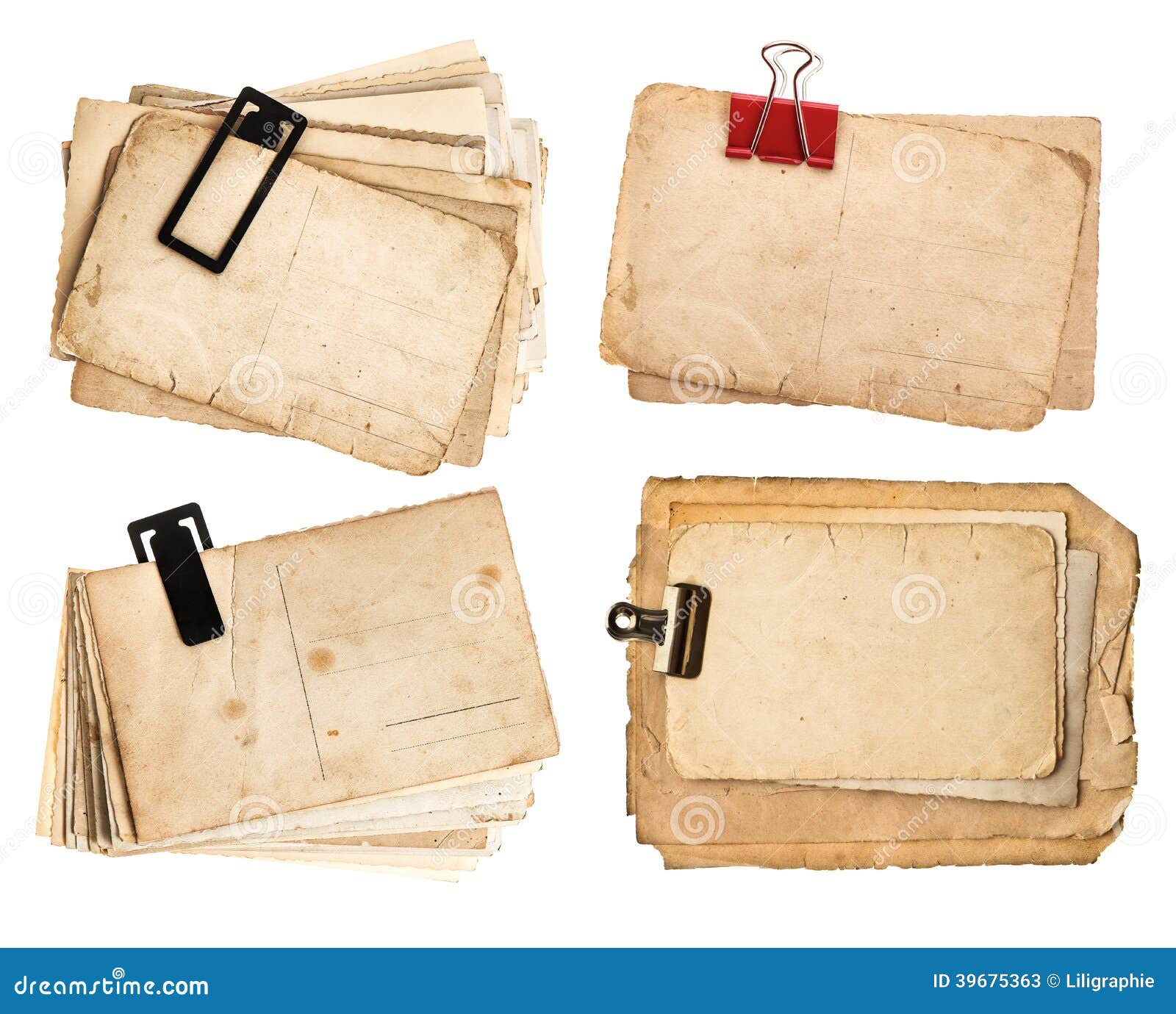 Stack of Old Postcards Isolated on White Background Stock Image - Image ...