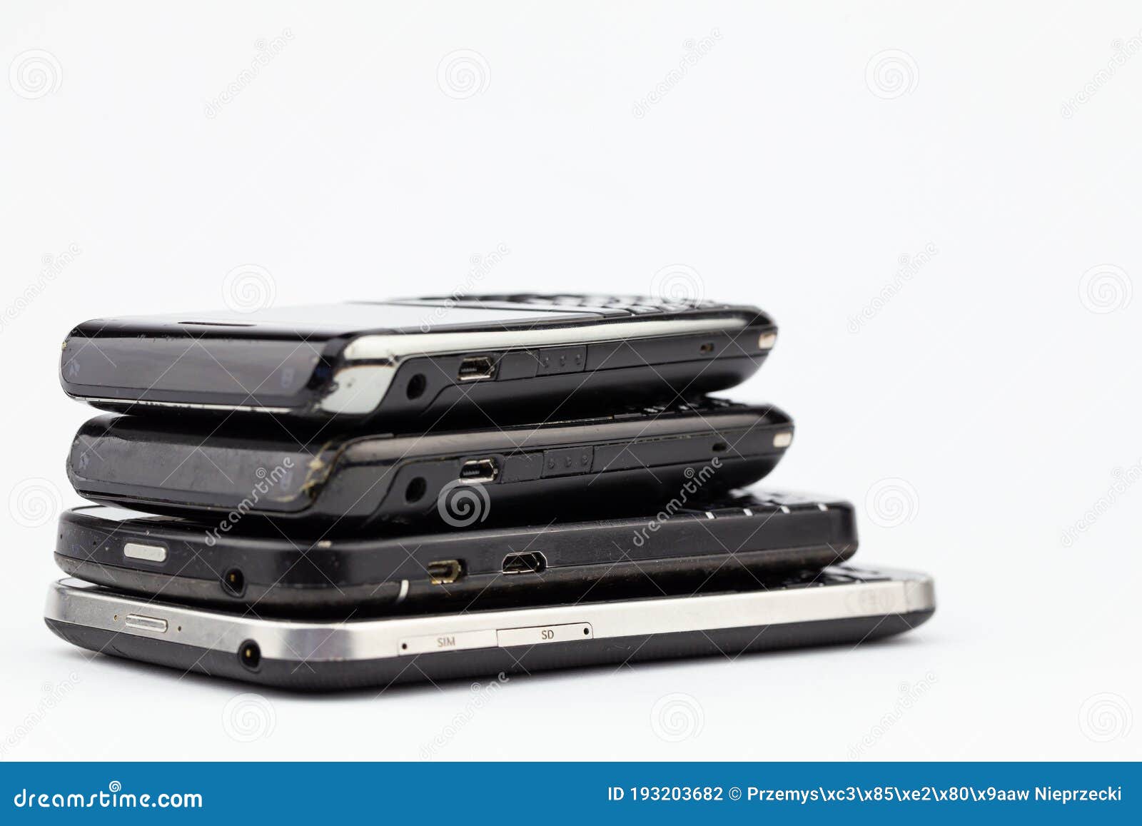 Stack of Old, Rubbish Smartphones Stock Photo - Image of obsolete ...