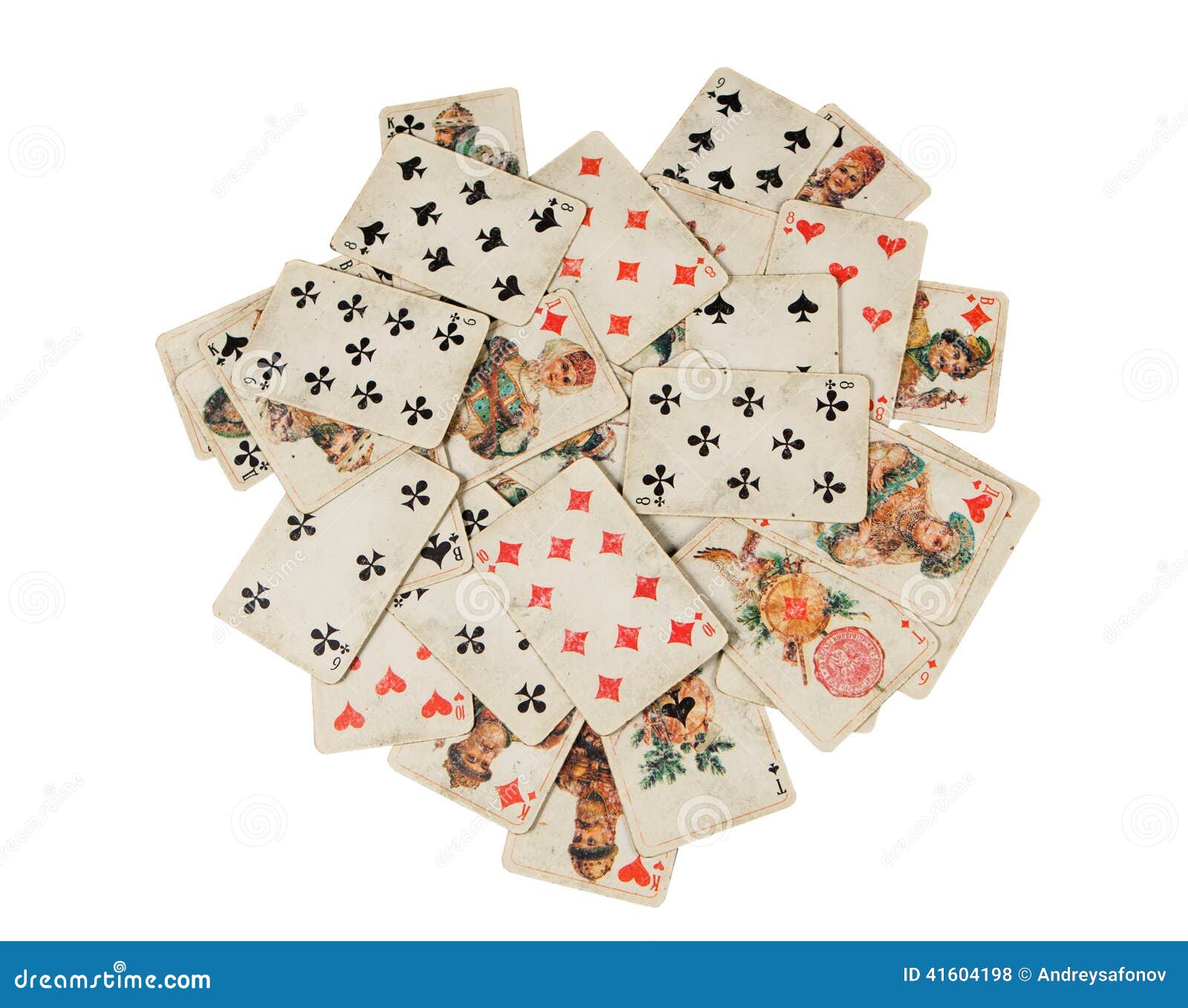 Stack of Old Russian Playing Card Isolated on White Background Stock ...
