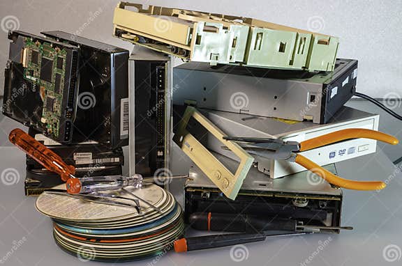 Stack of Old SATA, ATA Hard Disk Drives Etc. Stock Photo - Image of ...