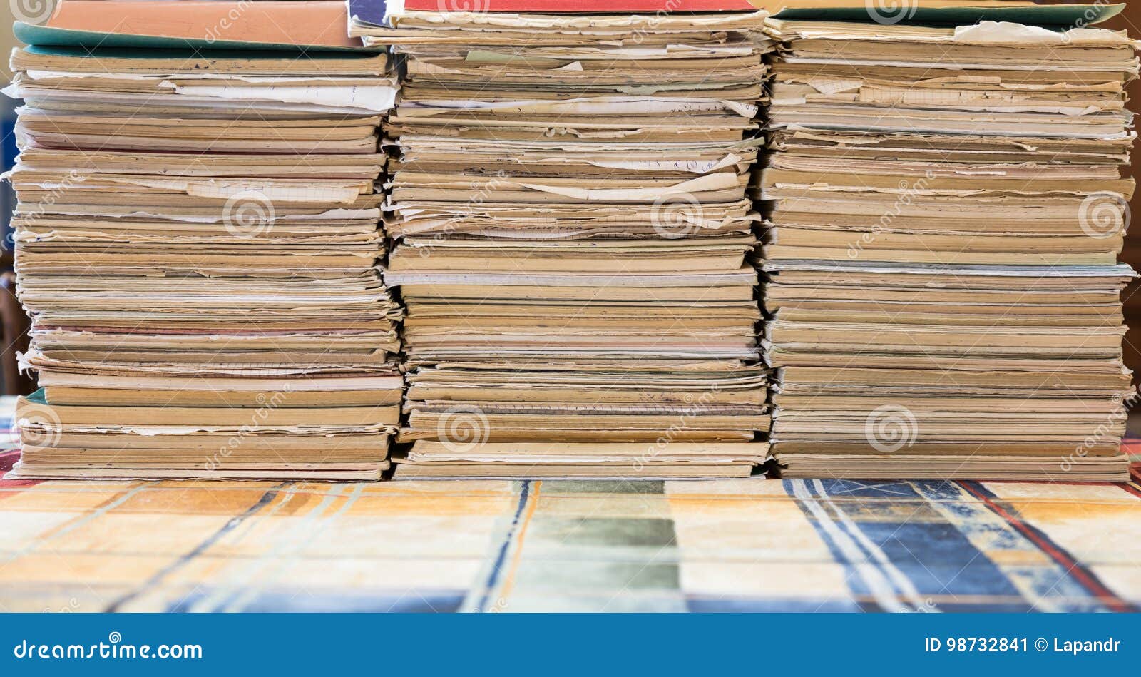 A Stack of Old School Notebooks. Multicolored Cover Stock Image - Image ...