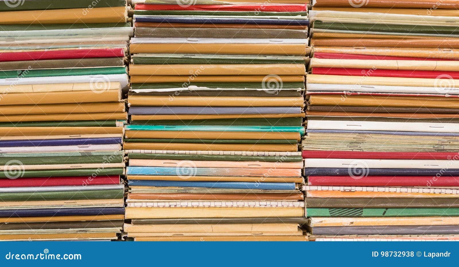 A Stack of Old School Notebooks. Multicolored Cover Stock Photo - Image ...