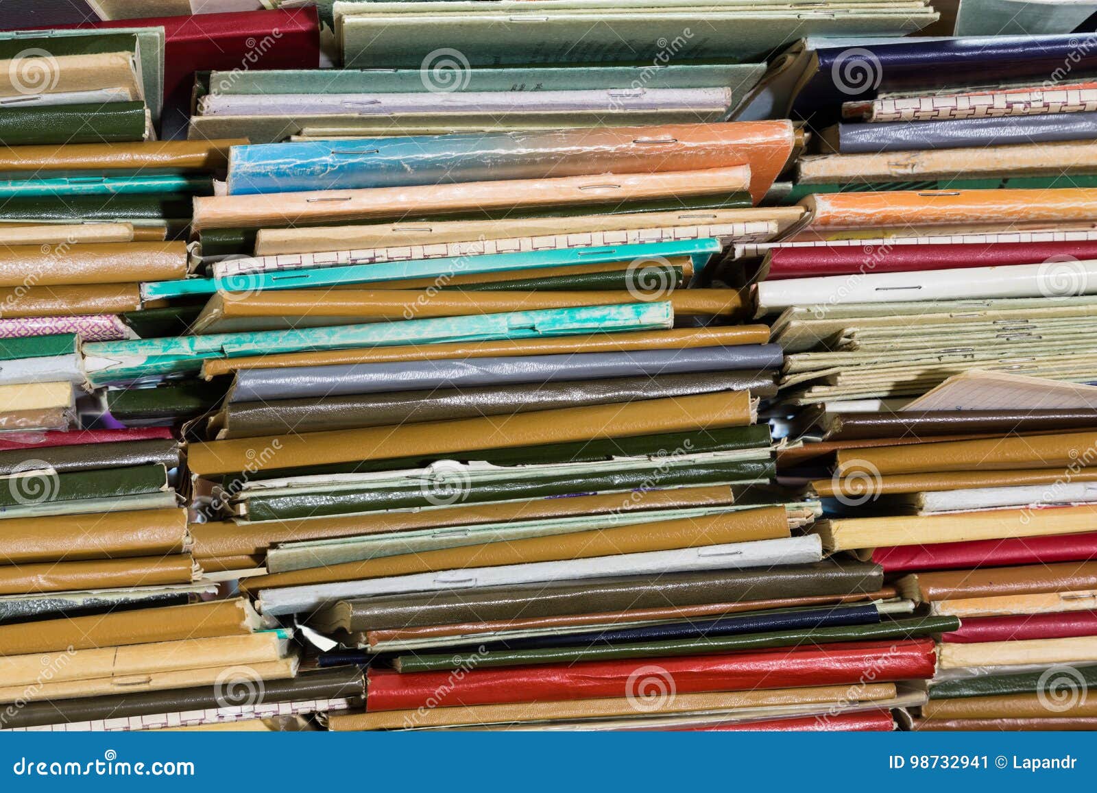 A Stack of Old School Notebooks. Multicolored Cover Stock Image - Image ...
